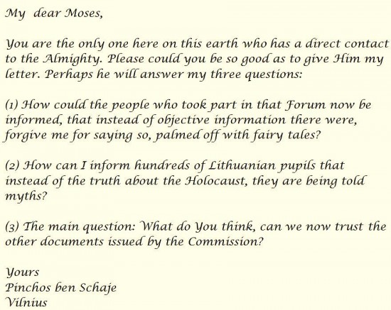 Letter to Moses in English translation | Defending History